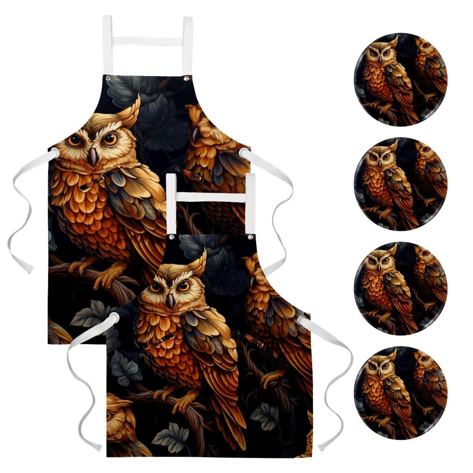 Owl 2 Pack Waterproof Chef Apron with Pockets and Badge Pins - Walmart.com