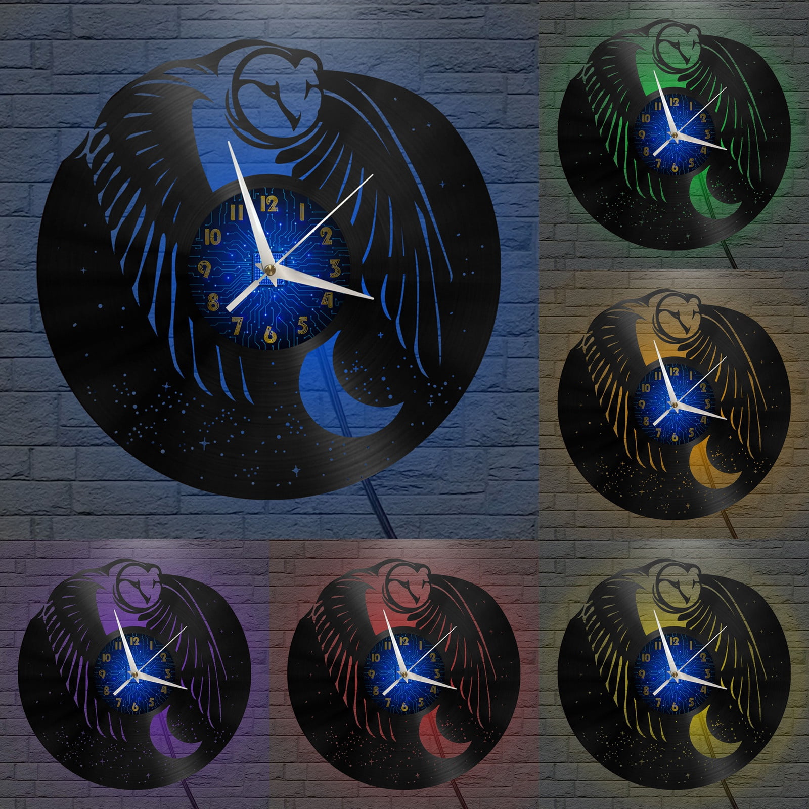 Owl 3 Vinyl Record Wall Clock for Kitchen Wall Decor Wall Art Gift for ...