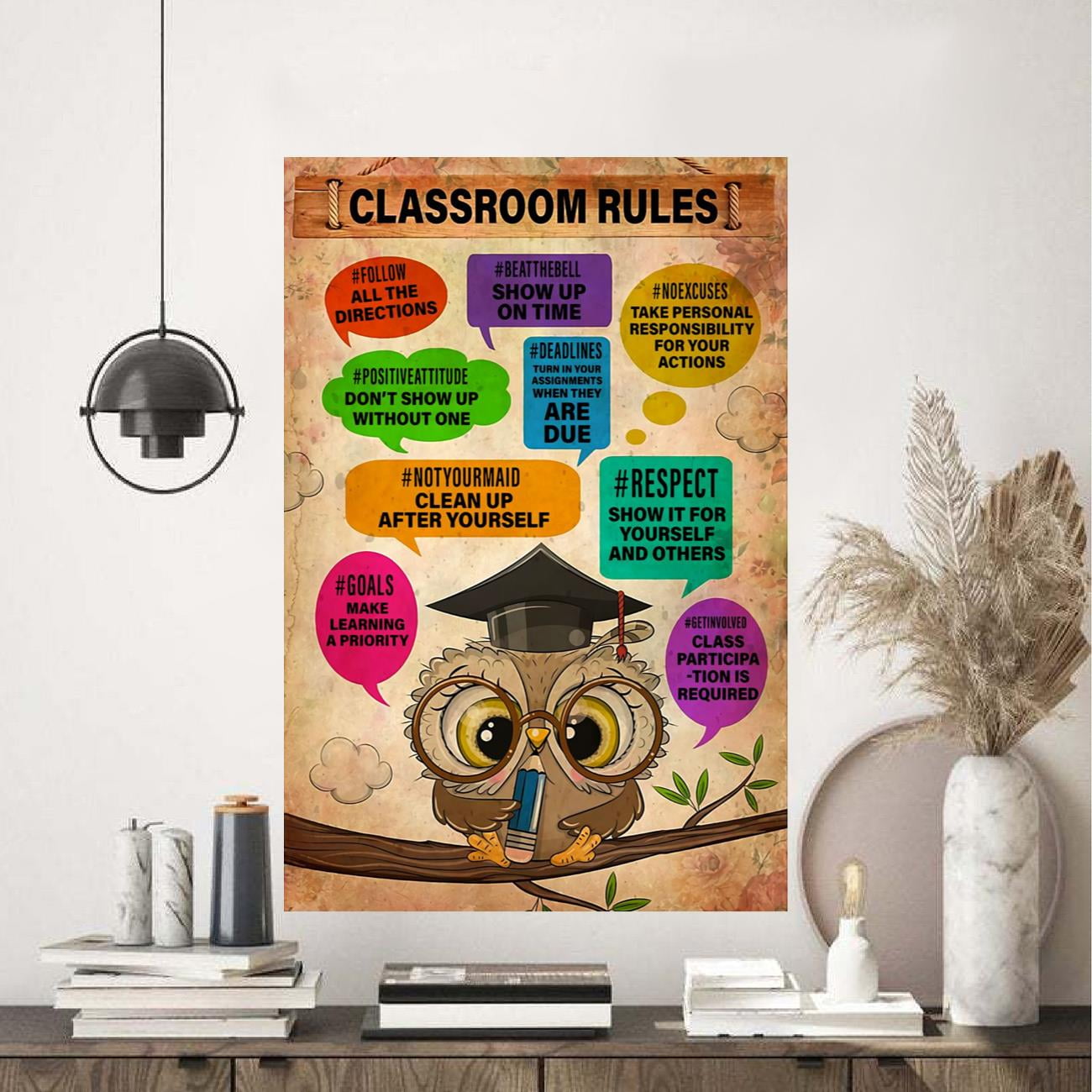 Owl And Classroom Rules Knowledge Poster 11 x 17 Inch Poster - Walmart.com