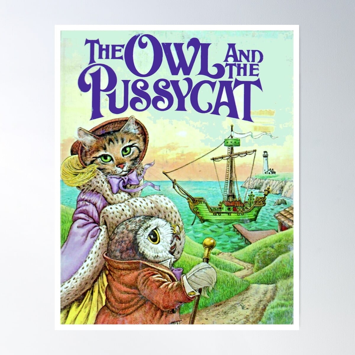 Owl And The Pussycat : Vintage Nursery Rhyme Advertising Print Poster ...