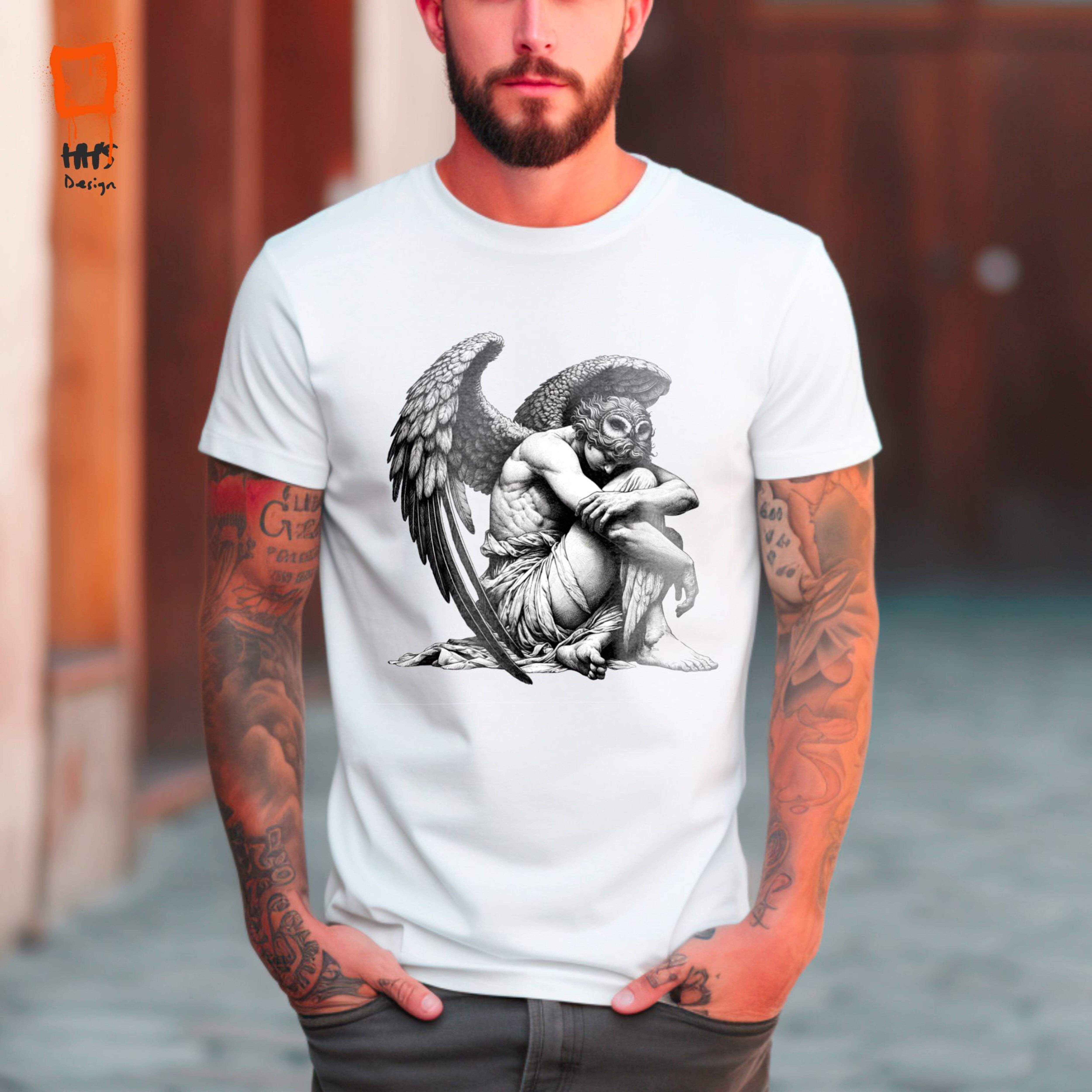 Owl Angel Knot T-Shirt - Mythical Winged Guardian Graphic Tee, Ancient ...