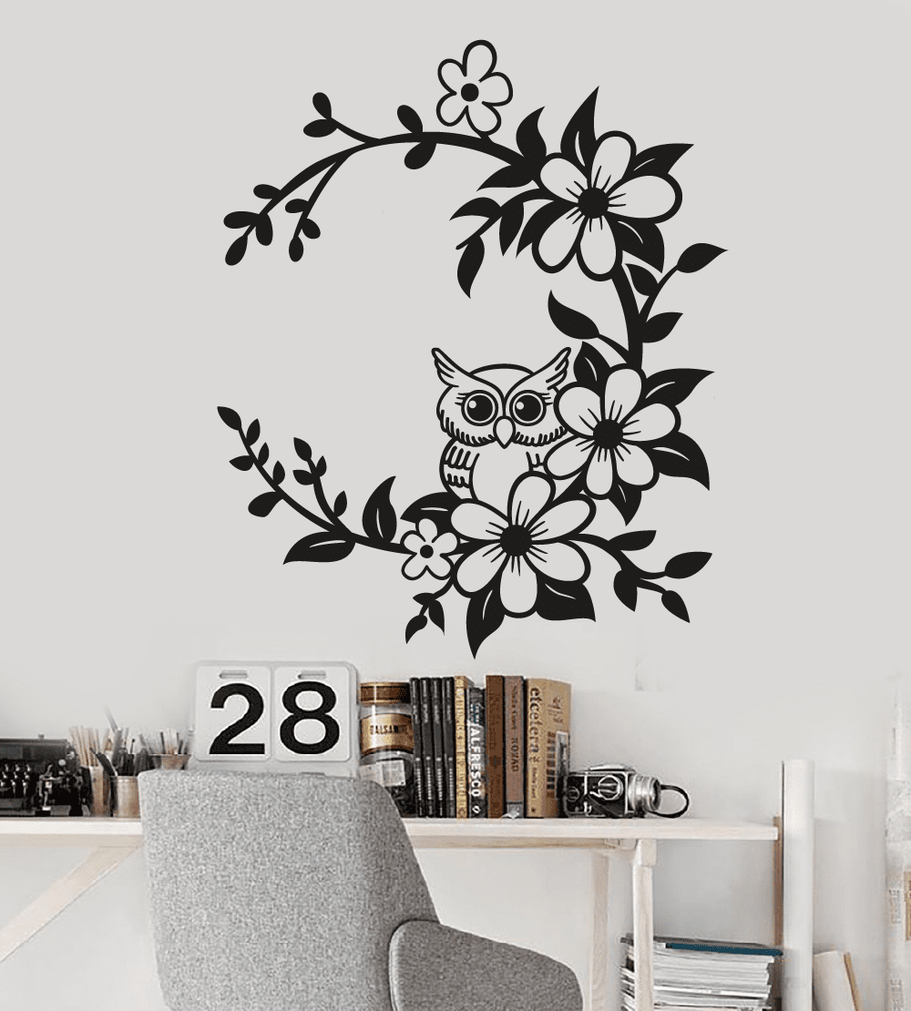 Owl Animal Bird Birds Flower Garden Flowers Floral Spring Silhouette ...