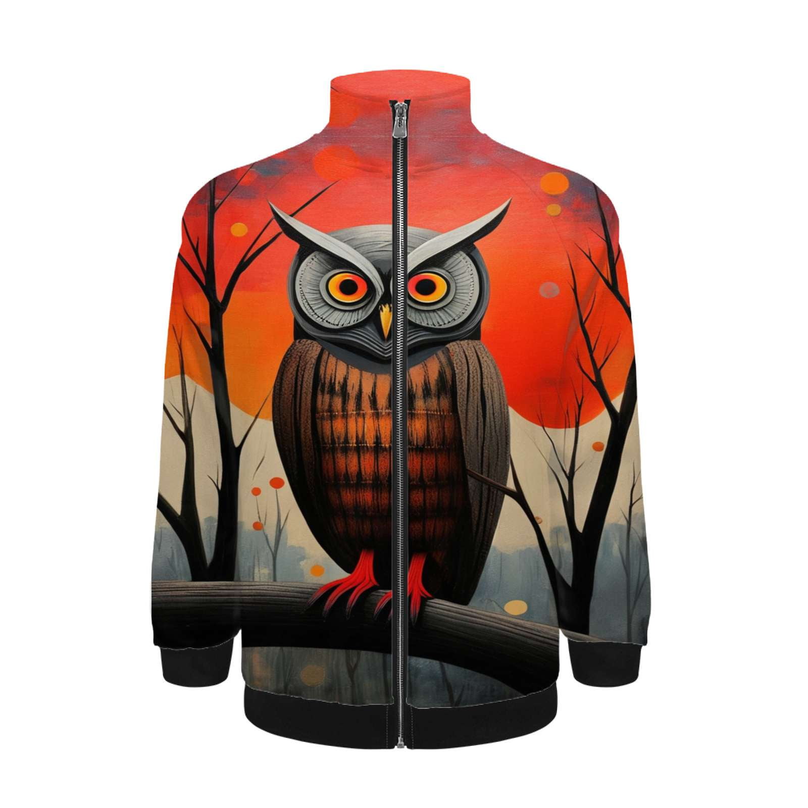 Owl Art Print Jacket Men's Street Cool Long Sleeves Coat Personality ...