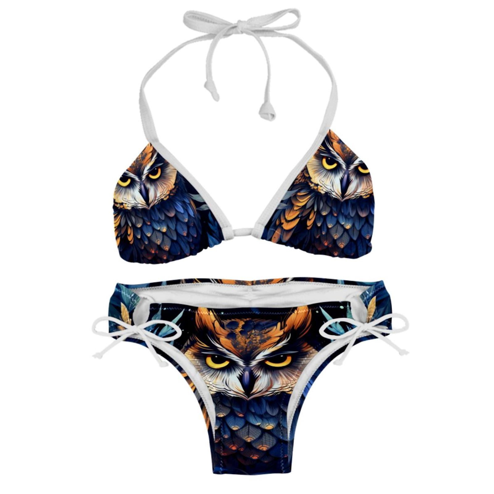 Owl Bikini Set Swim Suit Detachable Sponge Adjustable Strap Two-Pack, Beach Pool Vacation Party ...