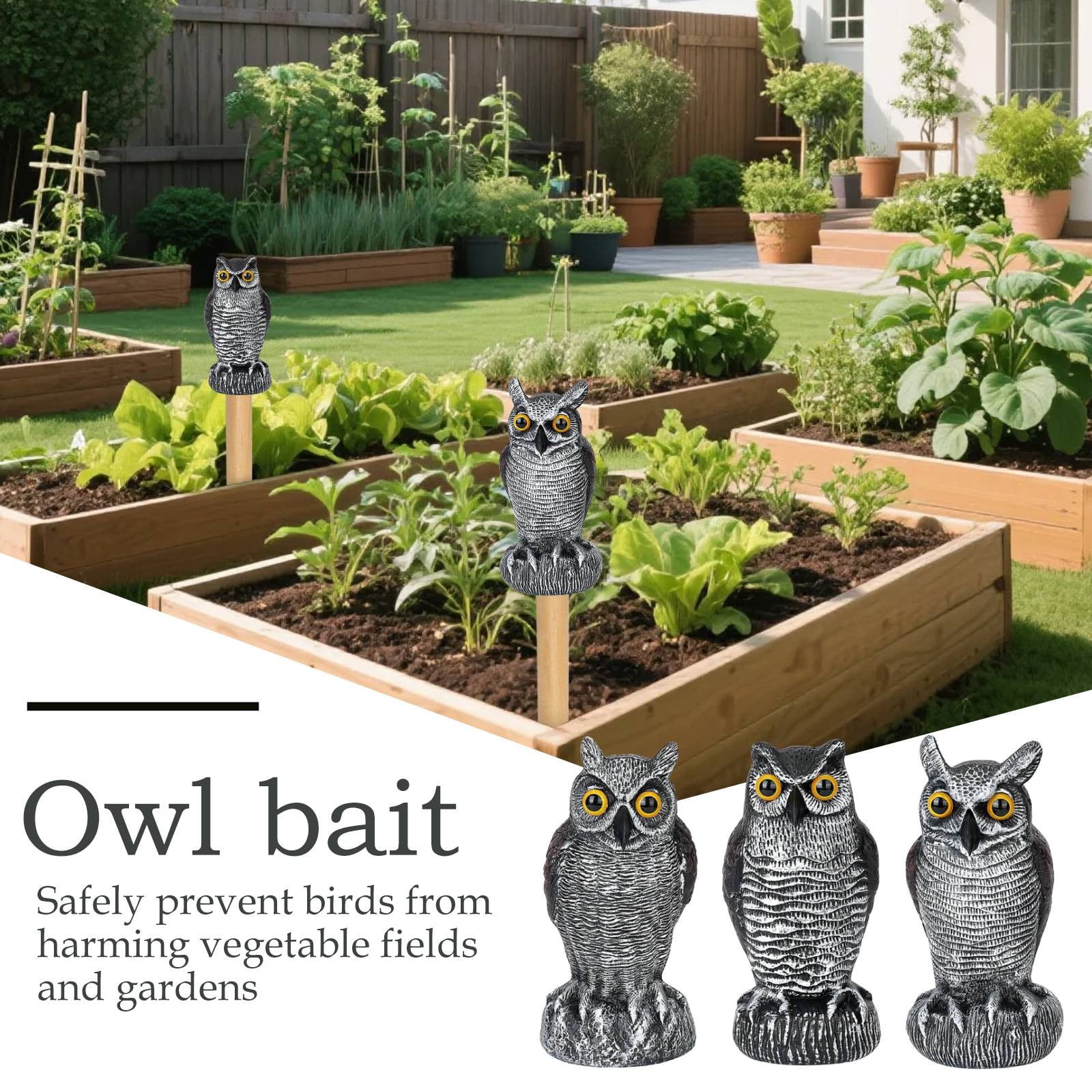 Owl Bird Scare Device for Outdoor Garden and Courtyard Decor Realistic ...