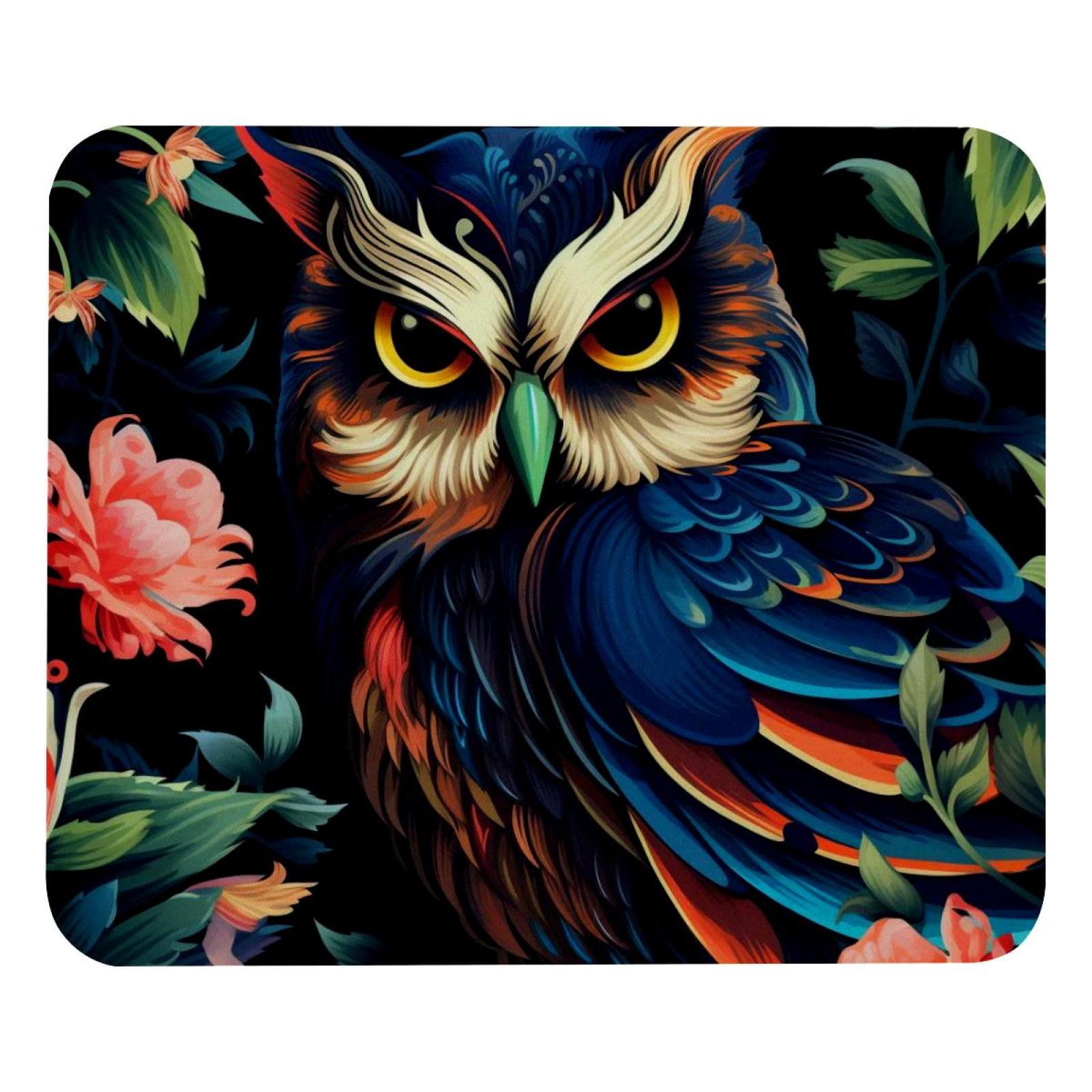 Owl Birds Non-Slip Rubber Bottom Personalized Custom Square Desk Mat ...