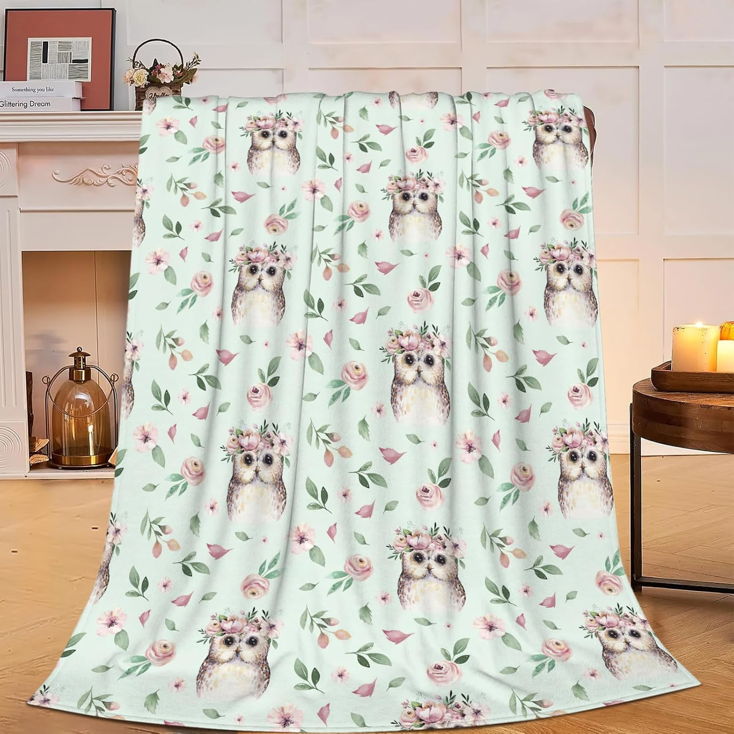 Owl Blanket Super Cozy Soft Owl Flower Throw Blanket Warm Plush Fluffy ...