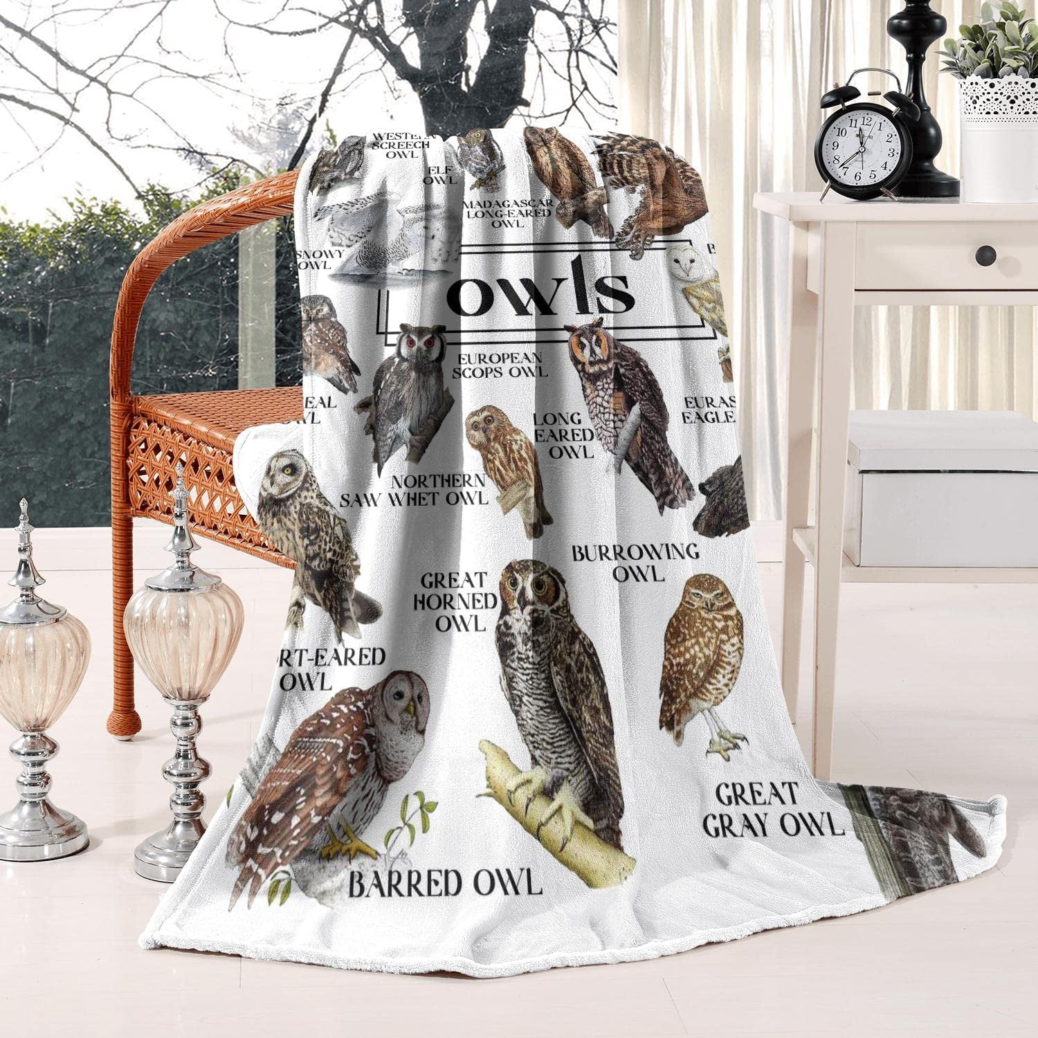 Owl Blanket Throw Blanket Soft Lightweight Cozy Plush Warm Blankets ...