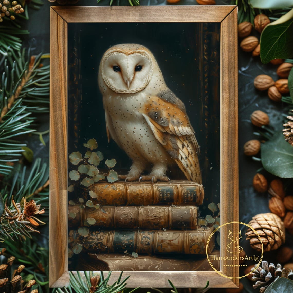 Owl Book Poster Library Wall Art Vintage Style Bookish Print Book Lover ...
