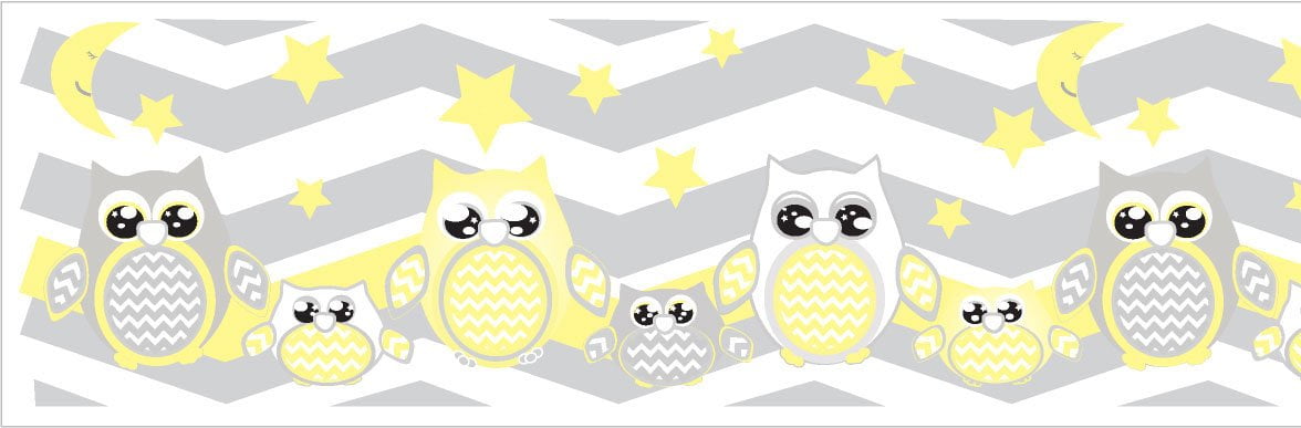Owl Border Wall Decals Stickers/Chevron Border Nursery Decor - Walmart.com