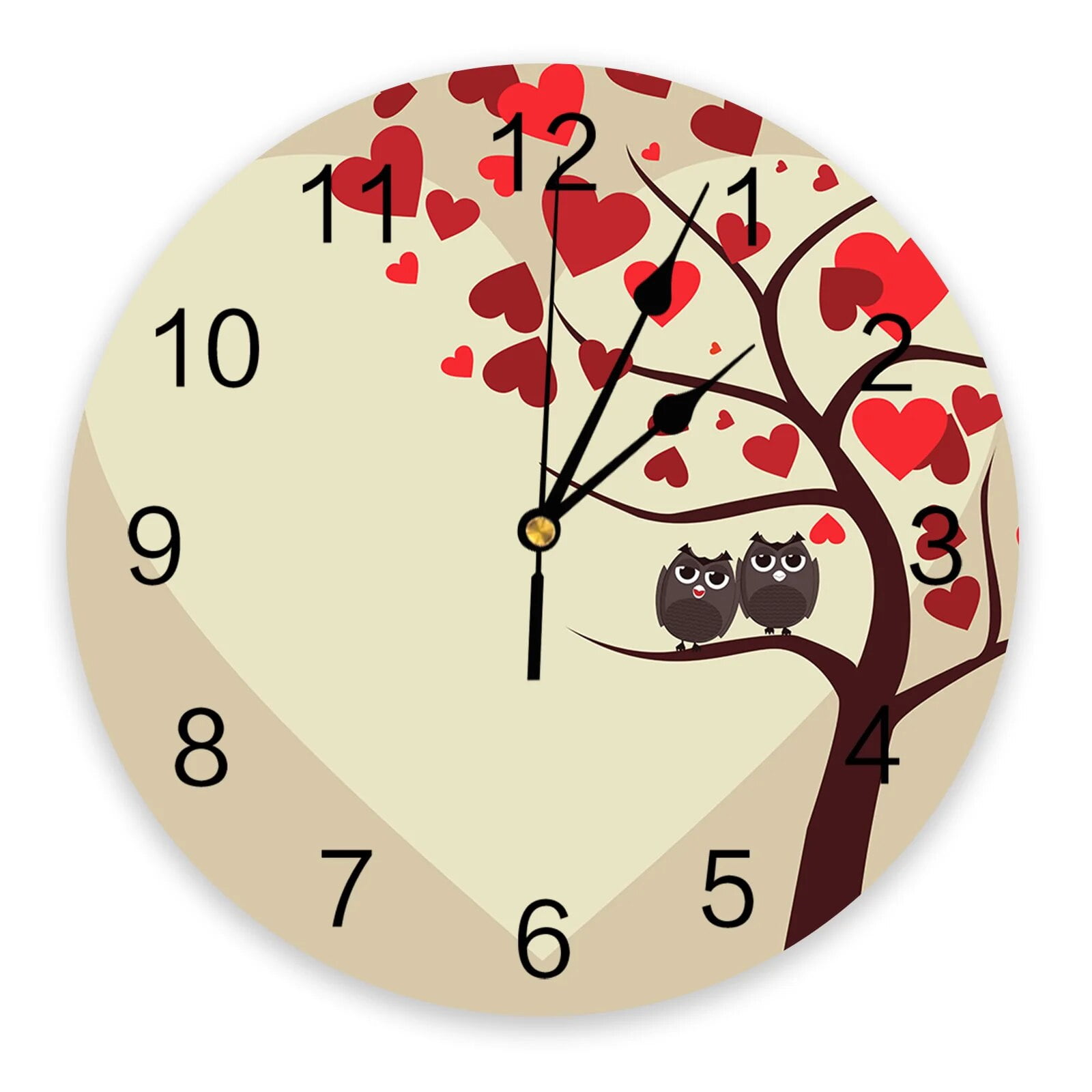 Owl Branch Love Heart Clocks Wall Home Decor Modern Kitchen Room ...