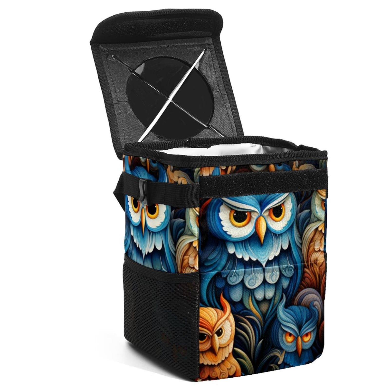 Owl Car Trash Can: Foldable with Lid, Leak-Proof, Hanging Storage Bag ...