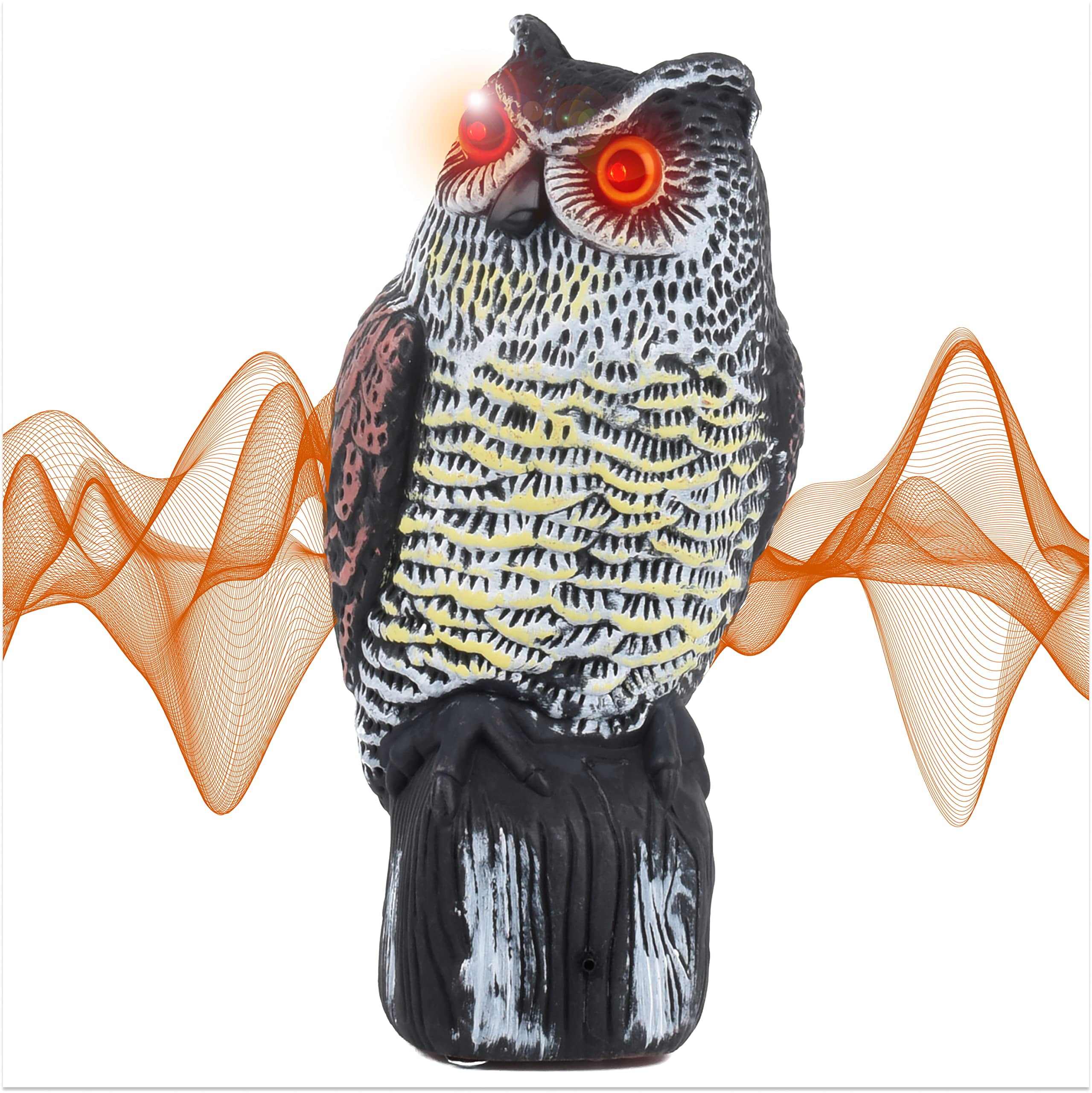 Owl Decoy Singing Voice And Shinning Eyes Large Fake Owl To Keep Birds ...