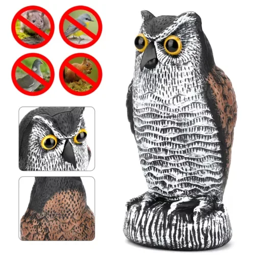 Owl Decoy Statue Protect Garden Yard Scare Birds Away Pigeon Repellent ...