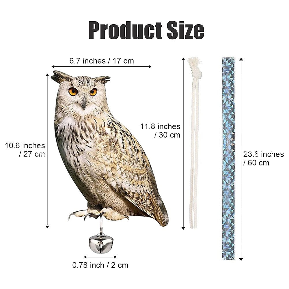 Owl Decoy Waterproof Fake Owl Scarecrow Lifelike Bird Statue Flashing ...
