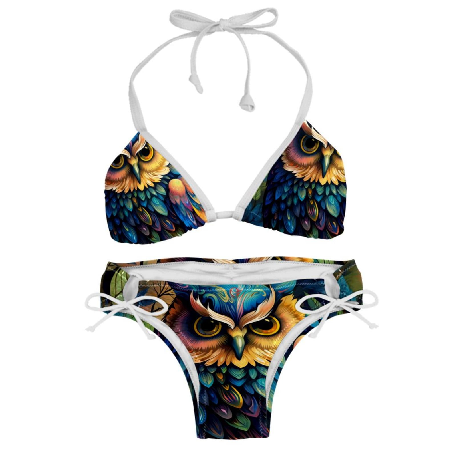 Owl Detachable Sponge Adjustable Strap Bikini Set Two-Pack Beachwear ...