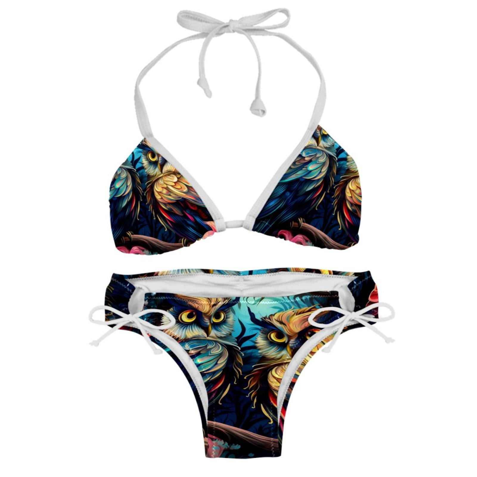 Owl Detachable Sponge Adjustable Strap Bikini Set Two-Pack Swimsuit ...