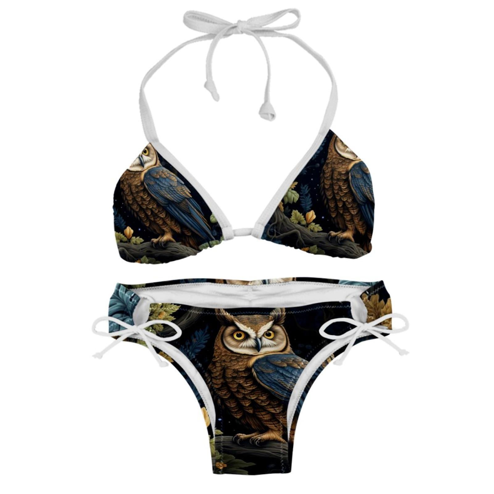Owl Detachable Sponge Adjustable Strap Bikini Set Two-Pack Swimsuit ...