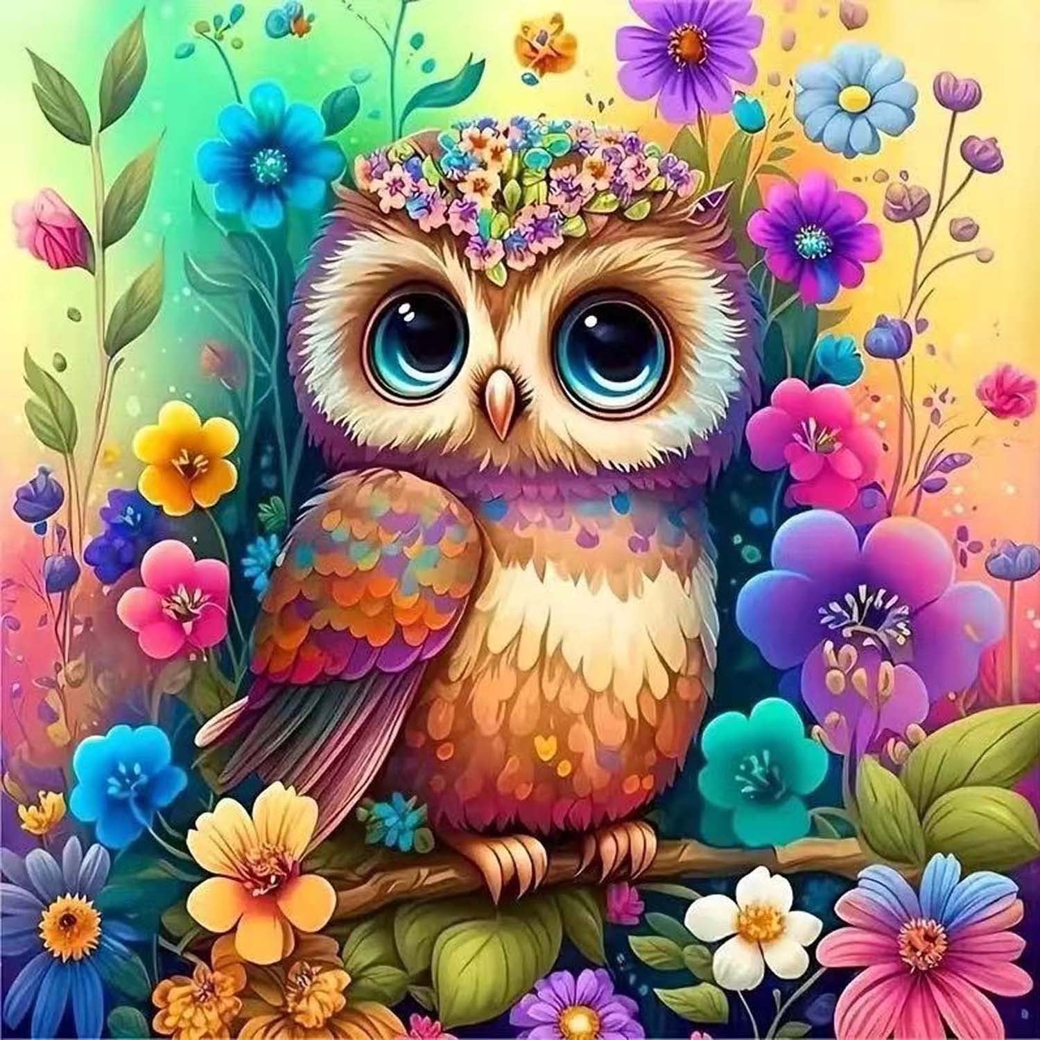 Owl Diamond Art Kits for Adults, Owl DIY 5D Round Full Drill Bird ...