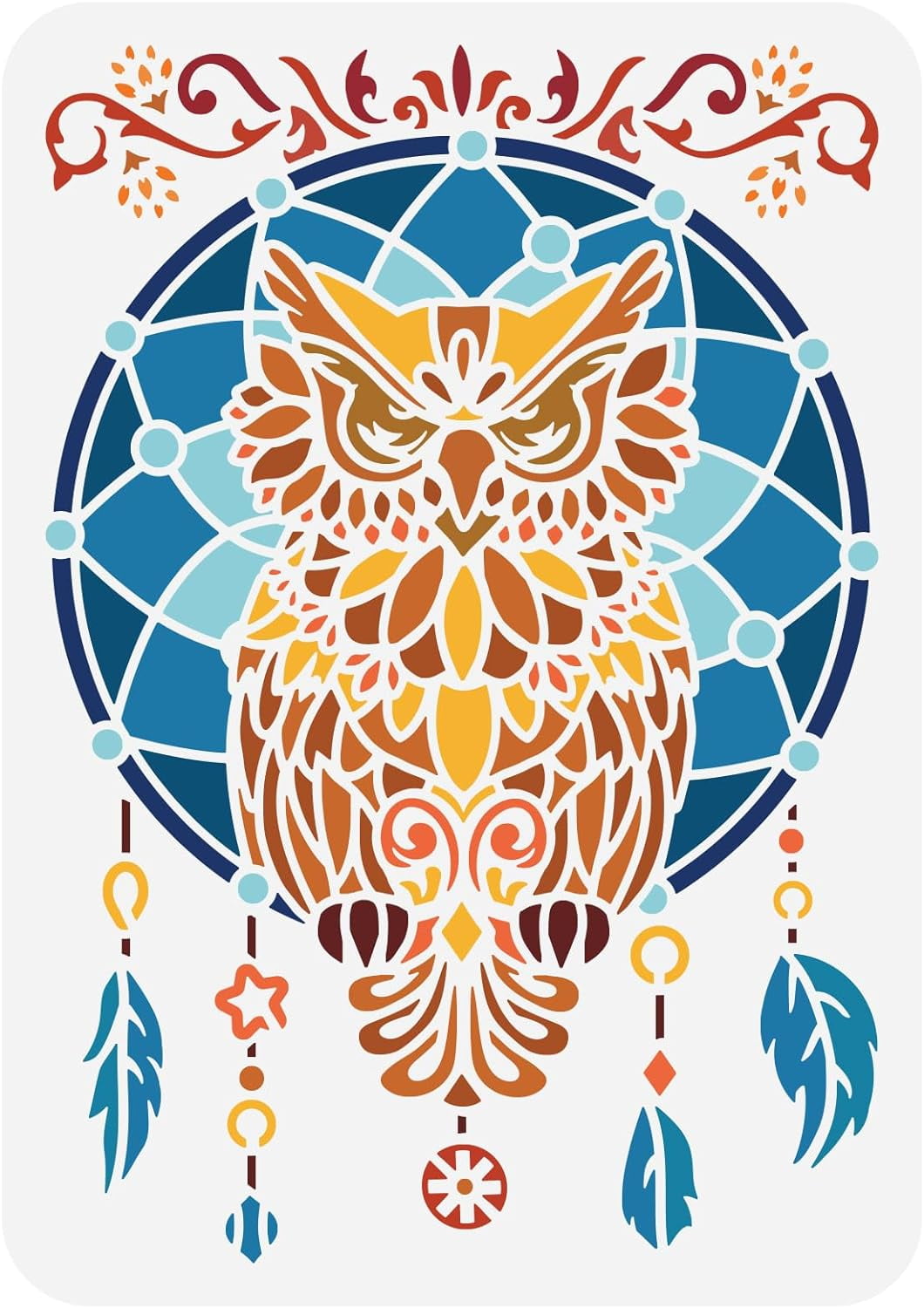Owl Dream Catcher Painting Stencil 11.7x8.3inch Large Owl Stencil for ...
