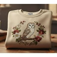Owl Embroidered Sweatshirt – Beige Pullover with Floral Wreath ...