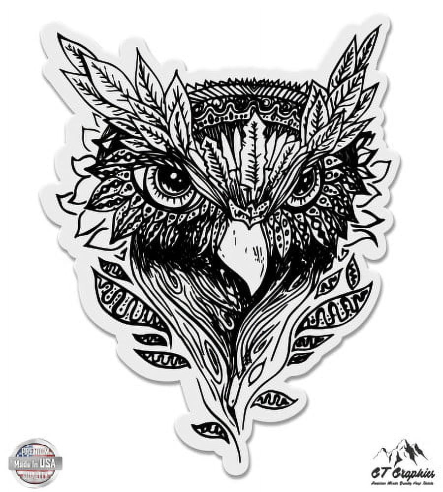 Owl Face - 3" Vinyl Sticker - For Car Laptop I-Pad Phone Helmet Hard ...