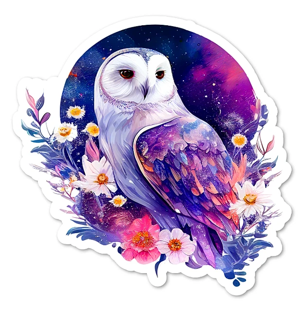 Owl Flowers Sticker, Bird, Water Resistant, Scrapbooking, Water ...