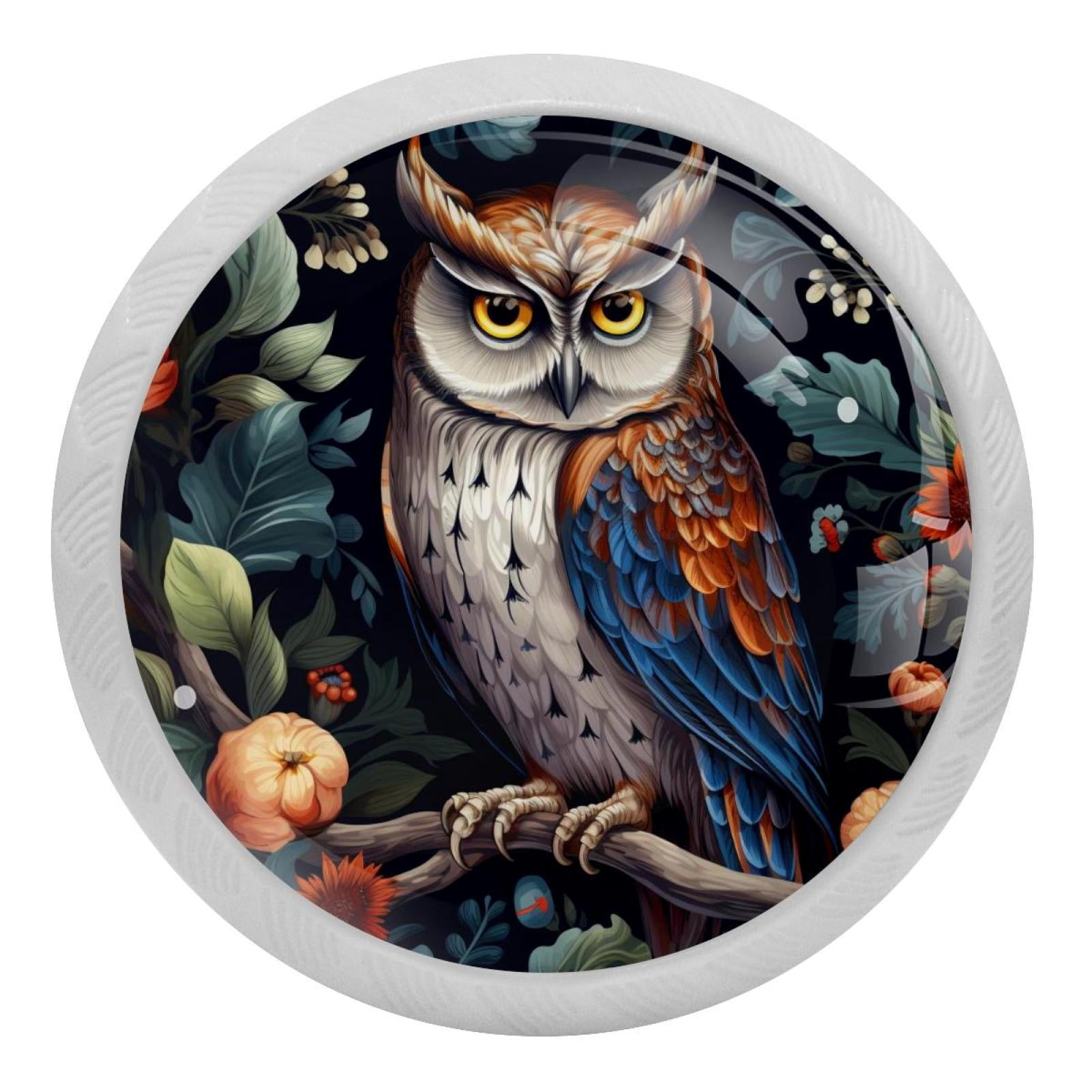 Owl Fluorescent Drawer Pulls 4-Pack: Glow-in-the-Dark Round Cabinet ...