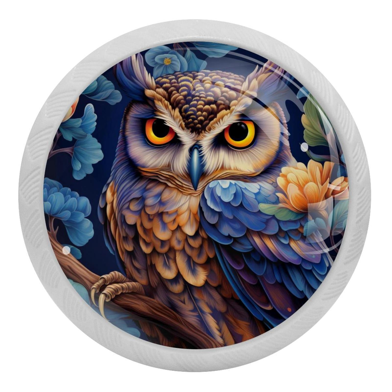 Owl Fluorescent Drawer Pulls with Screws: Round 4-Pack of Glow-in-the ...