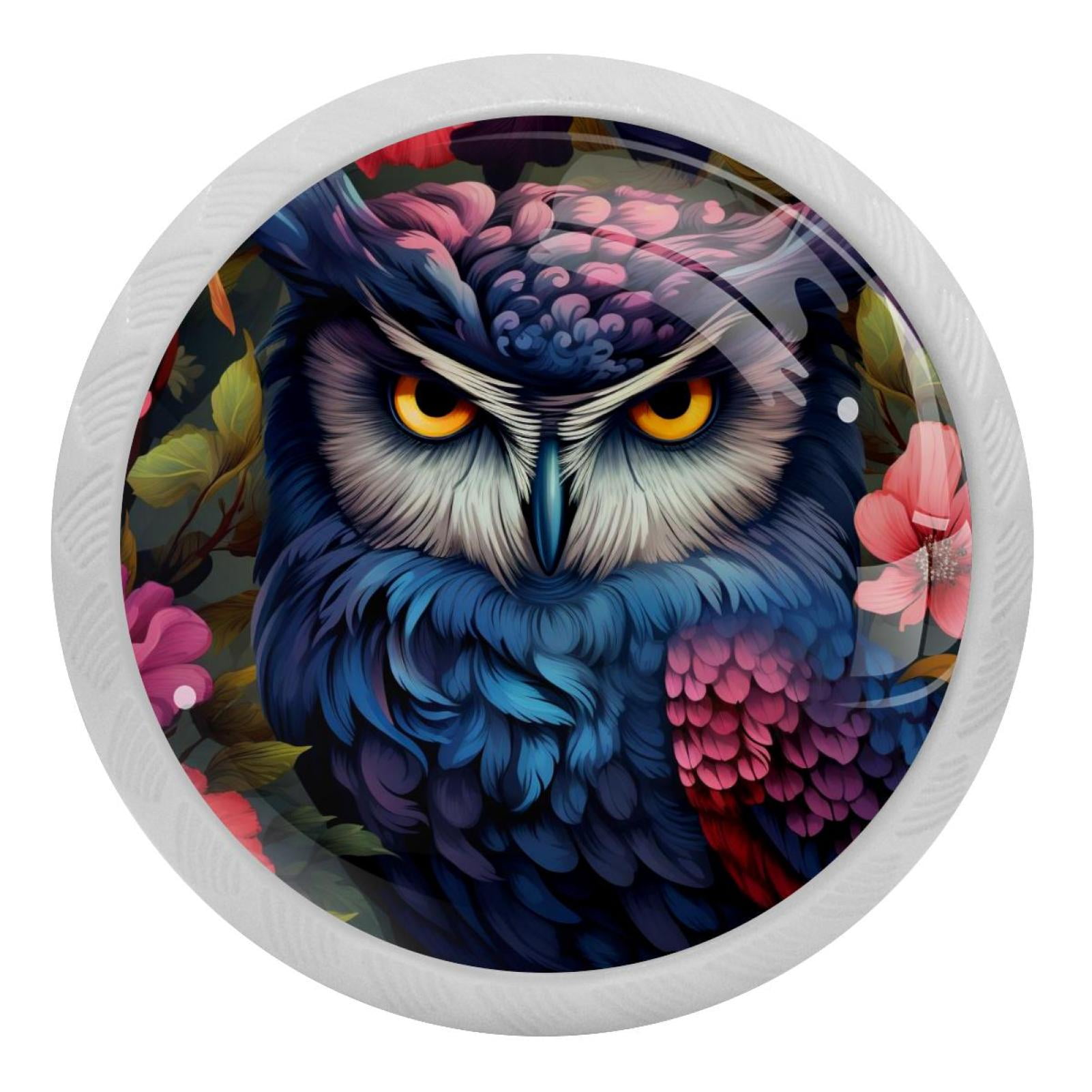 Owl Fluorescent Drawer Pulls with Screws: Round 4-Pack of Glow-in-the ...