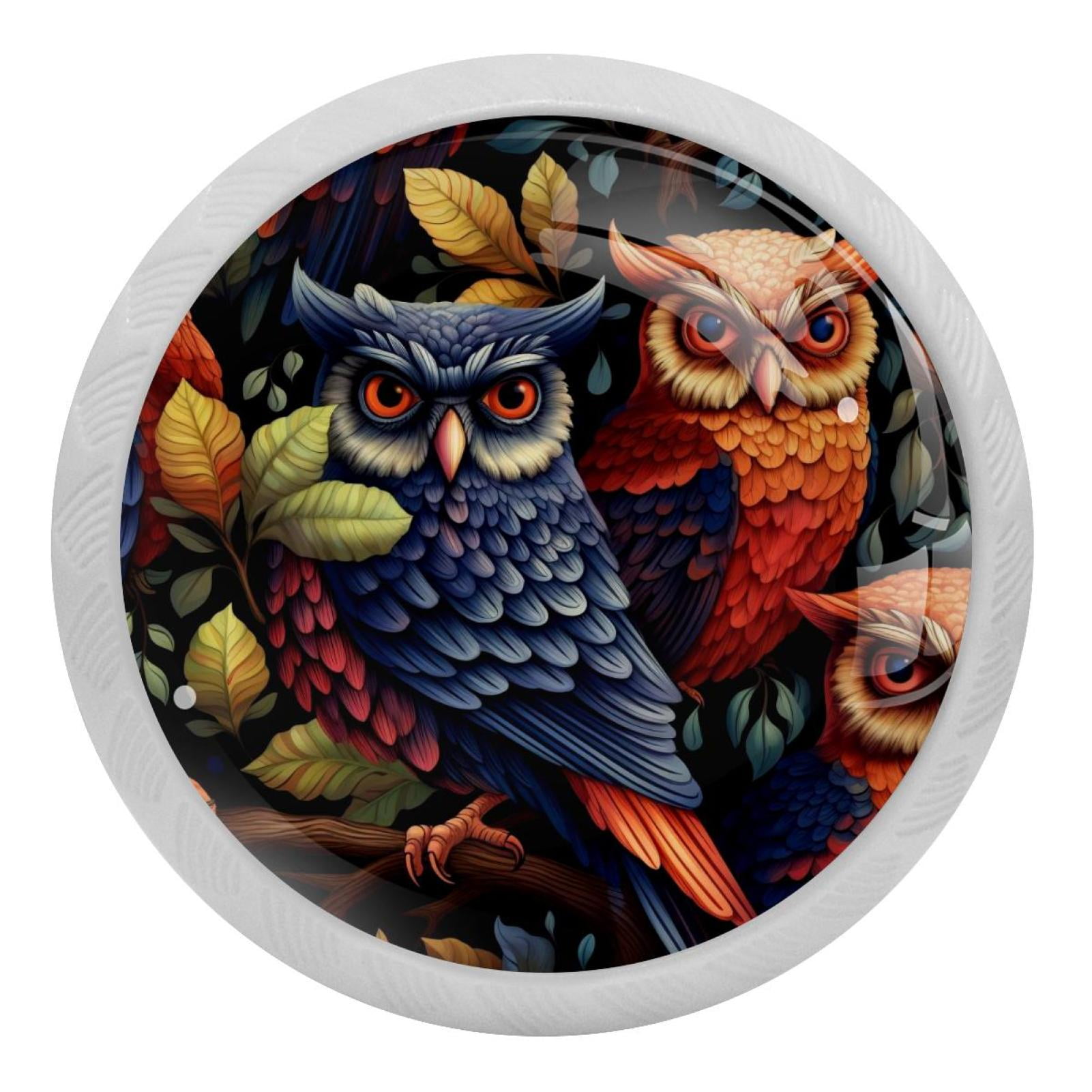 Owl Fluorescent Drawer Pulls with Screws: Round 4-Pack Glow-in-the-Dark ...
