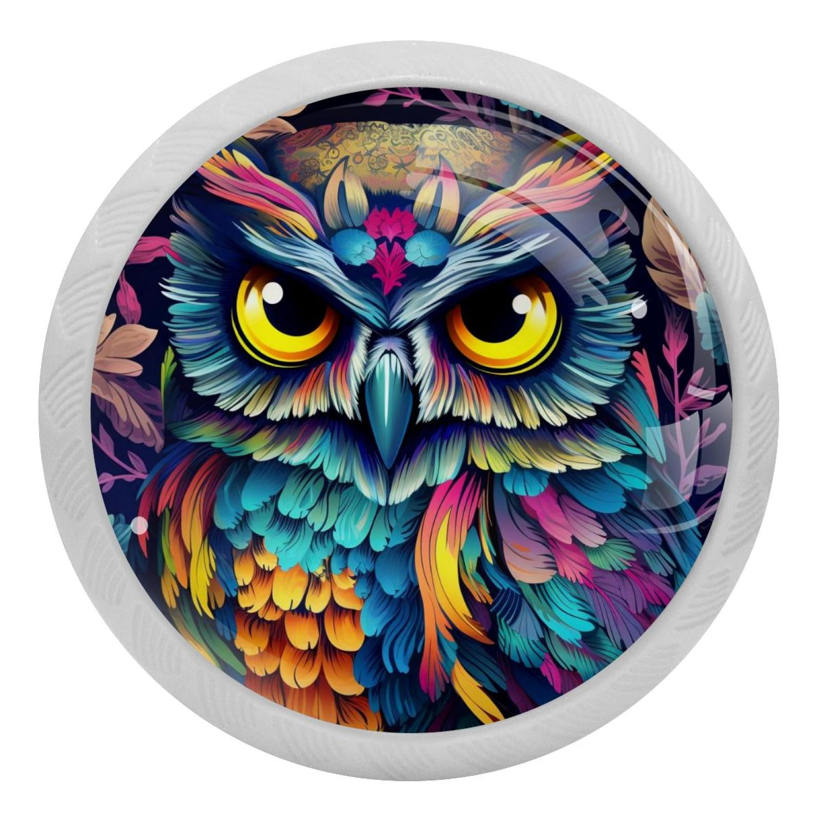 Owl Fluorescent Drawer Pulls with Screws: Round 4-Pack Glow-in-the-Dark ...