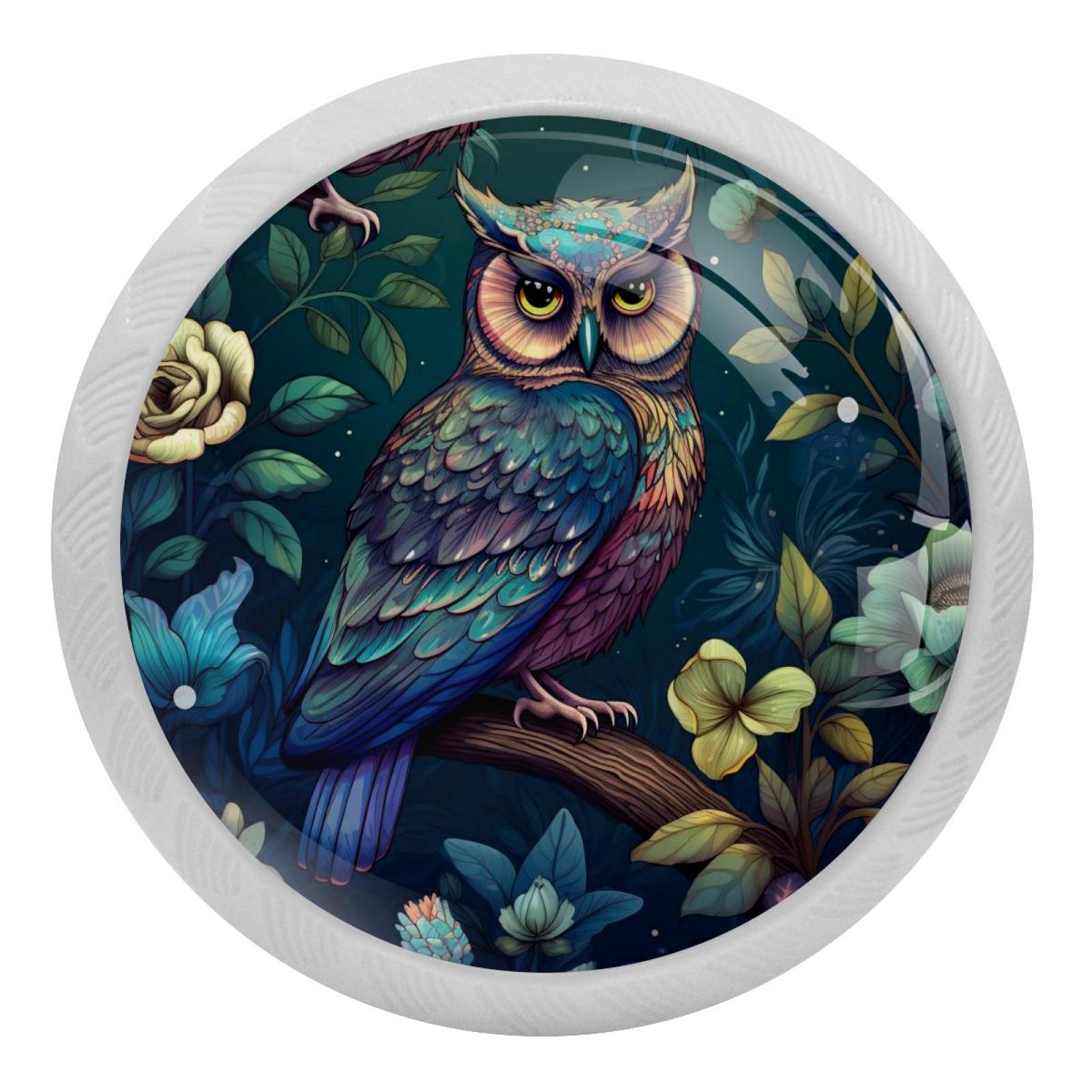 Owl Fluorescent Drawer Pulls with Screws: Round 4-Pack Glow-in-the-Dark ...