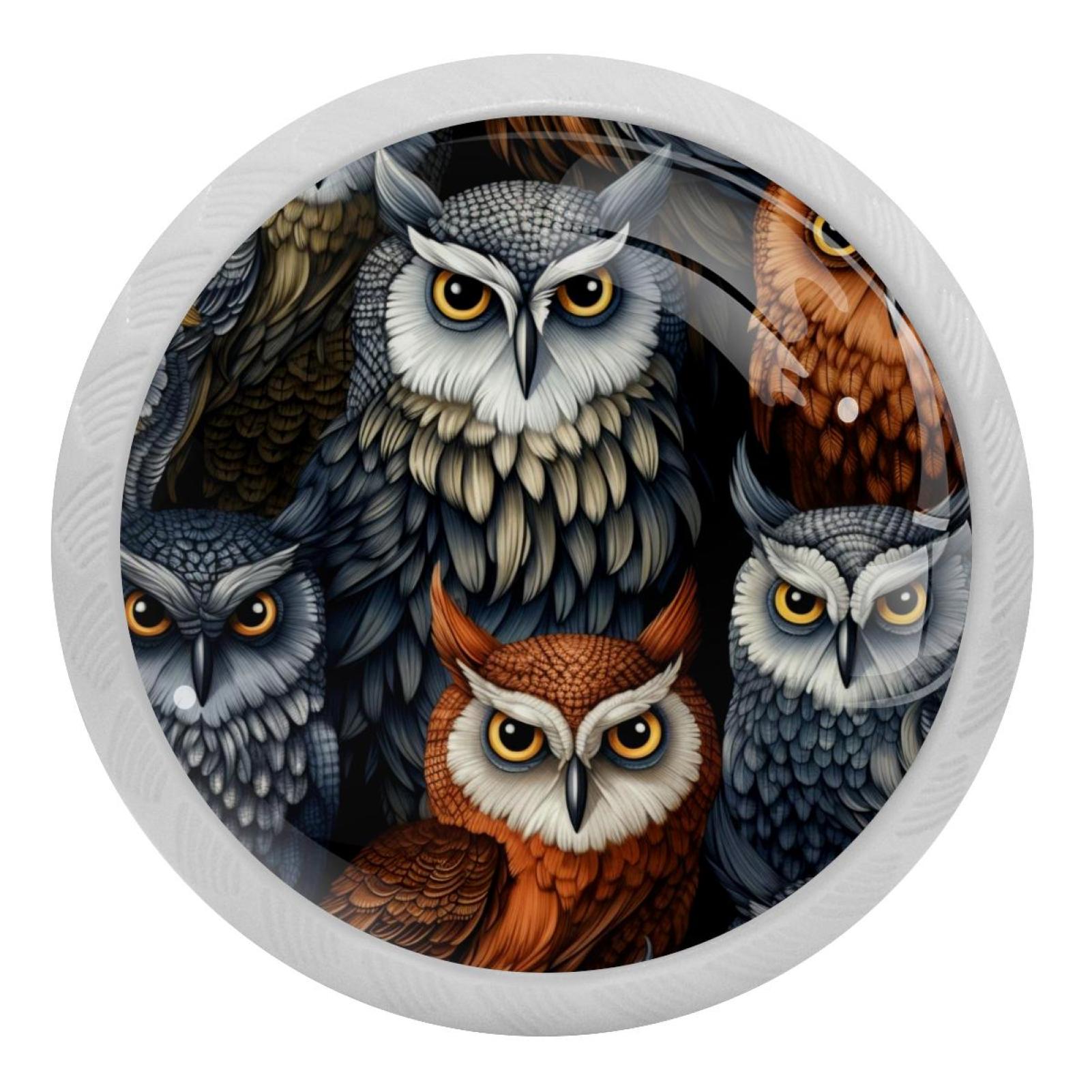 Owl Fluorescent Drawer Pulls with Screws: Round 4-Pack Glow-in-the-Dark ...
