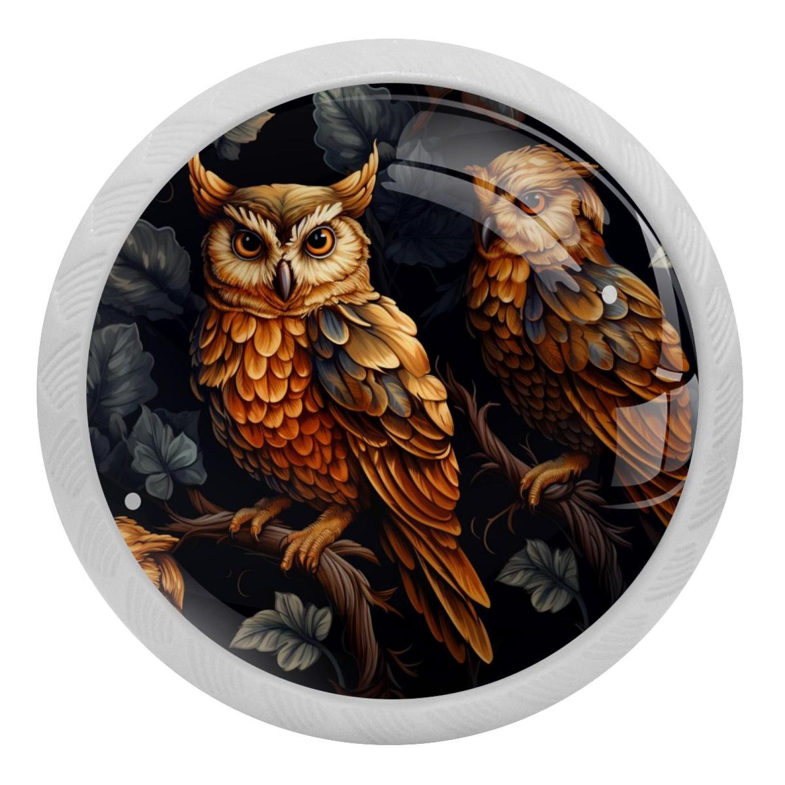 Owl Fluorescent Drawer Pulls with Screws: Round 4-Pack Glow-in-the-Dark ...
