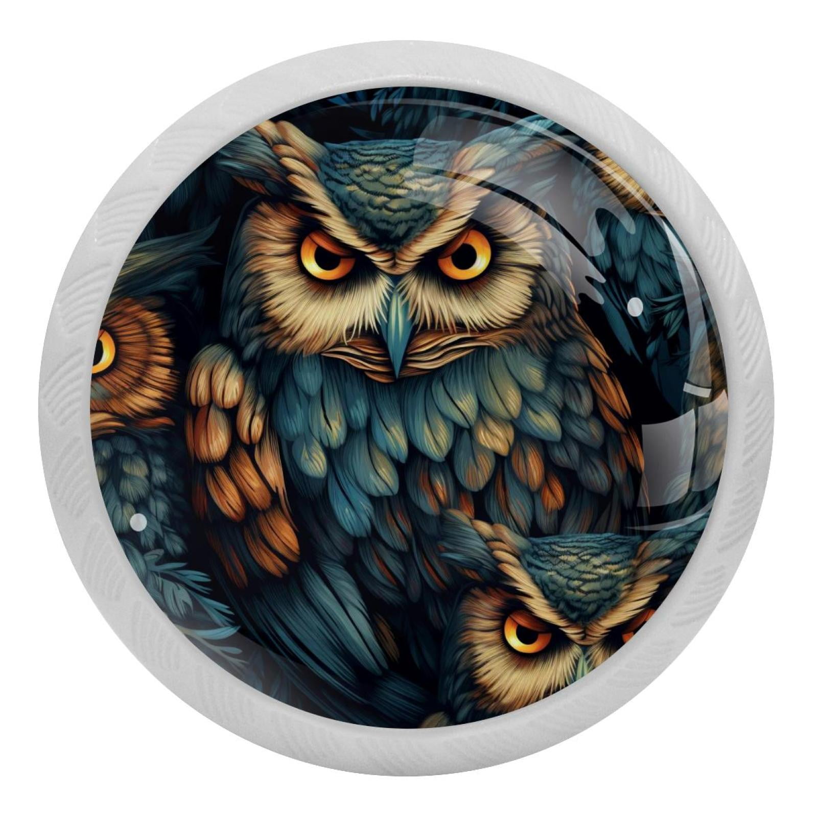 Owl Fluorescent Drawer Pulls with Screws: Round 4-Pack Glow-in-the-Dark ...