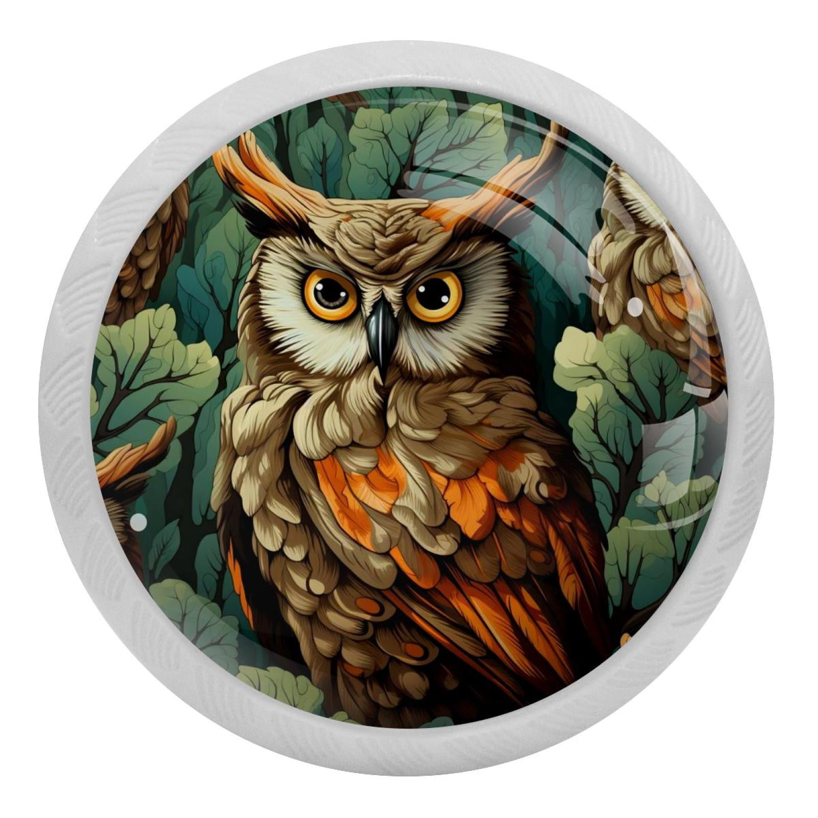 Owl Fluorescent Drawer Pulls with Screws: Round 4-Pack Glow-in-the-Dark ...