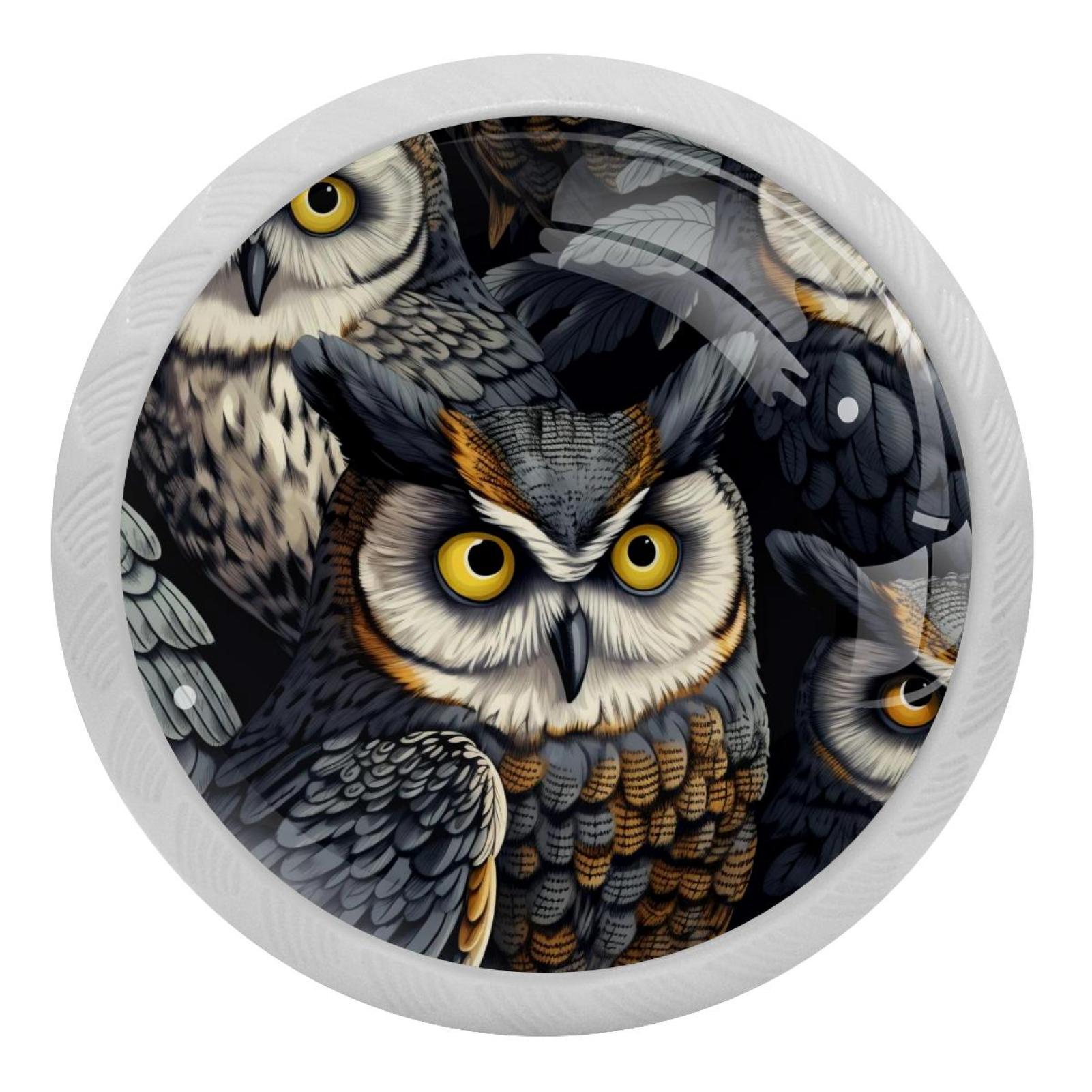 Owl Fluorescent Drawer Pulls with Screws: Round 4-Pack, Glow-in-the ...