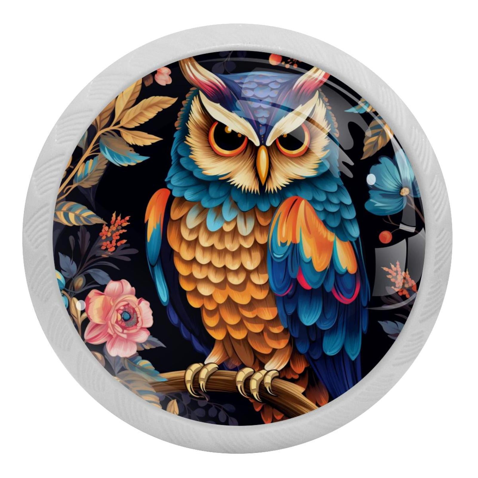 Owl Fluorescent Drawer Pulls with Screws: Round 4-Pack Glow-in-the-Dark ...