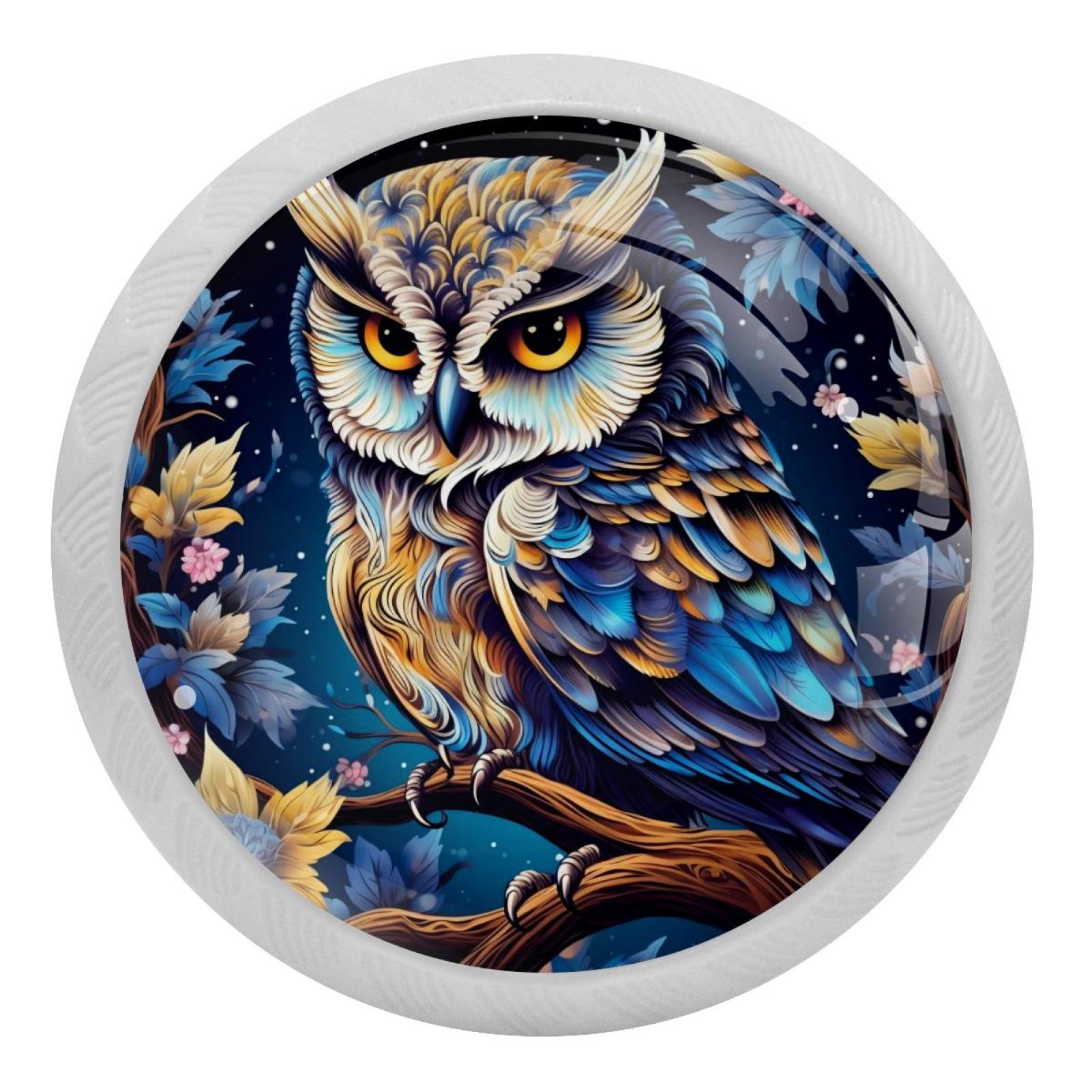 Owl Fluorescent Drawer Pulls with Screws - Round 4-Pack - Glow-in-the ...