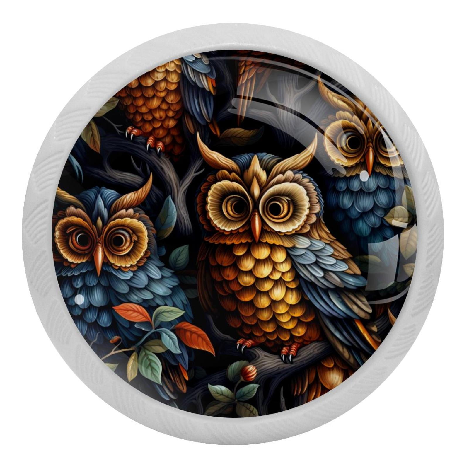 Owl Fluorescent Drawer Pulls with Screws - Round 4-Pack, Glow-in-the ...