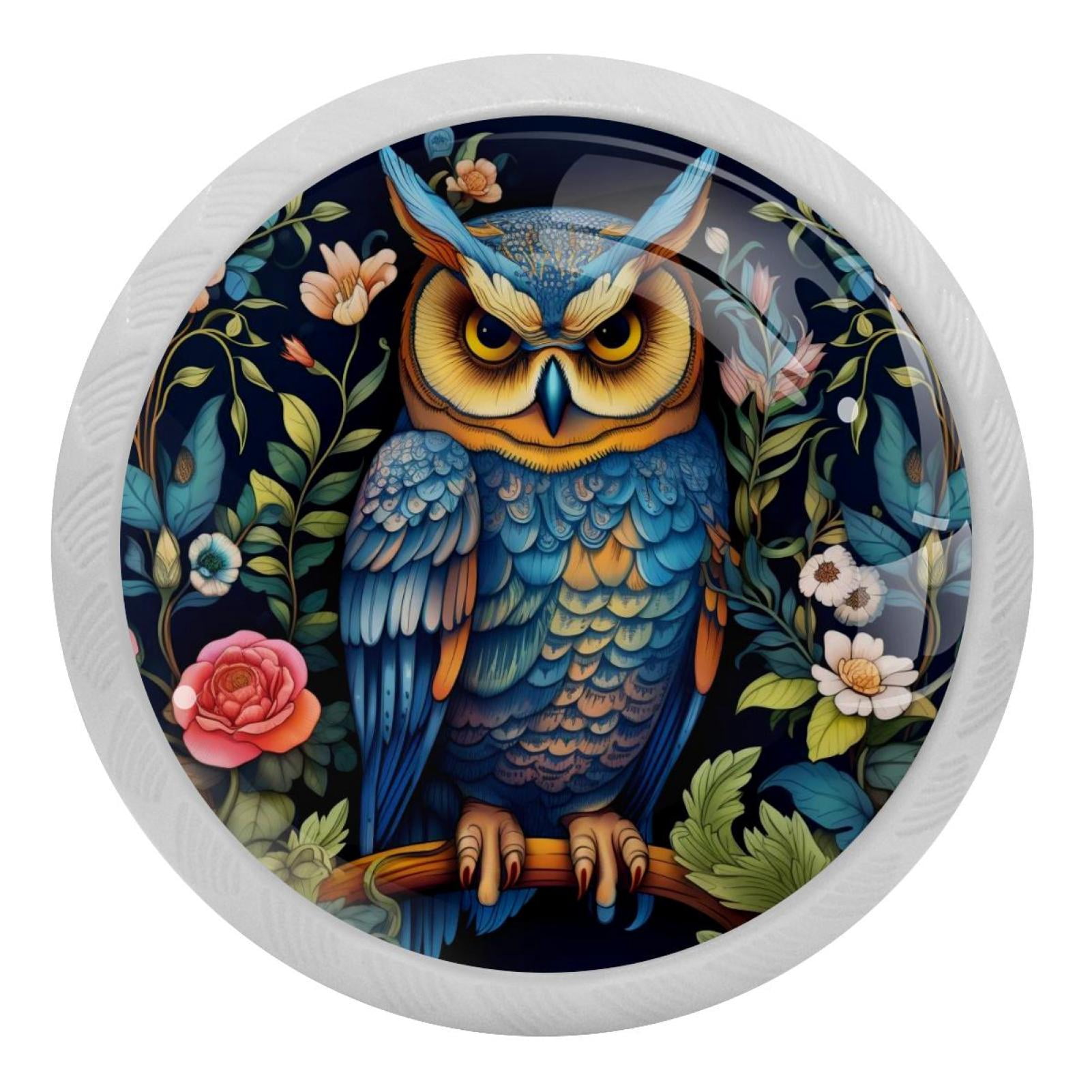 Owl Fluorescent Drawer Pulls with Screws: Round Knobs, 4-Pack, Glow-in ...