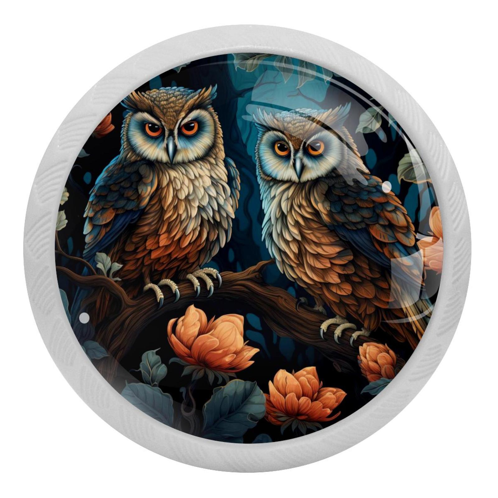 Owl Fluorescent Glow-in-the-Dark Cabinet Door Knobs - Round 4-Pack ...