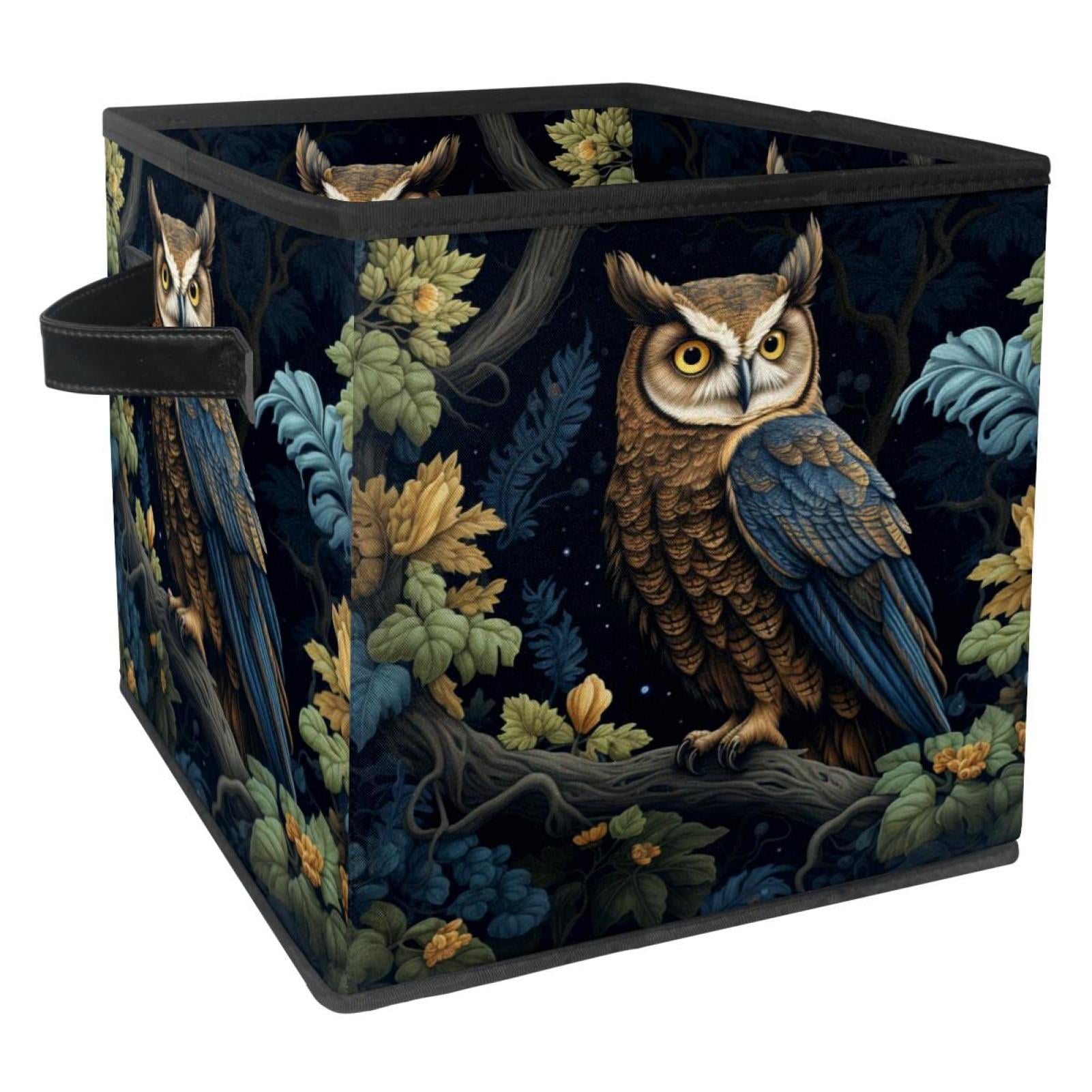 Owl Foldable Storage Baskets with Handle, 10.8"x10.5"x10.6", Large ...