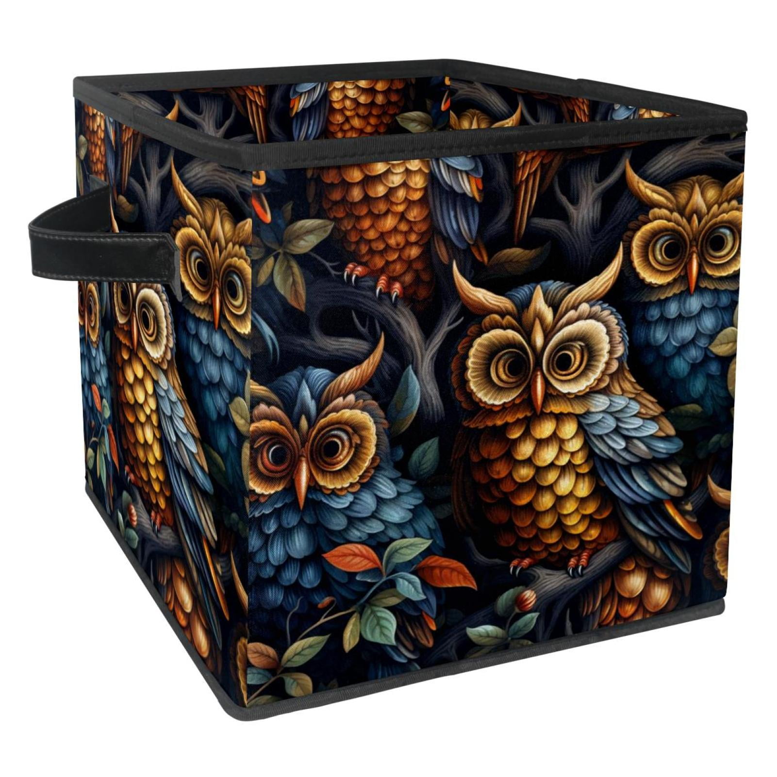 Owl Foldable Storage Box with Handle, 10.8"x10.5"x10.6", Large Capacity ...