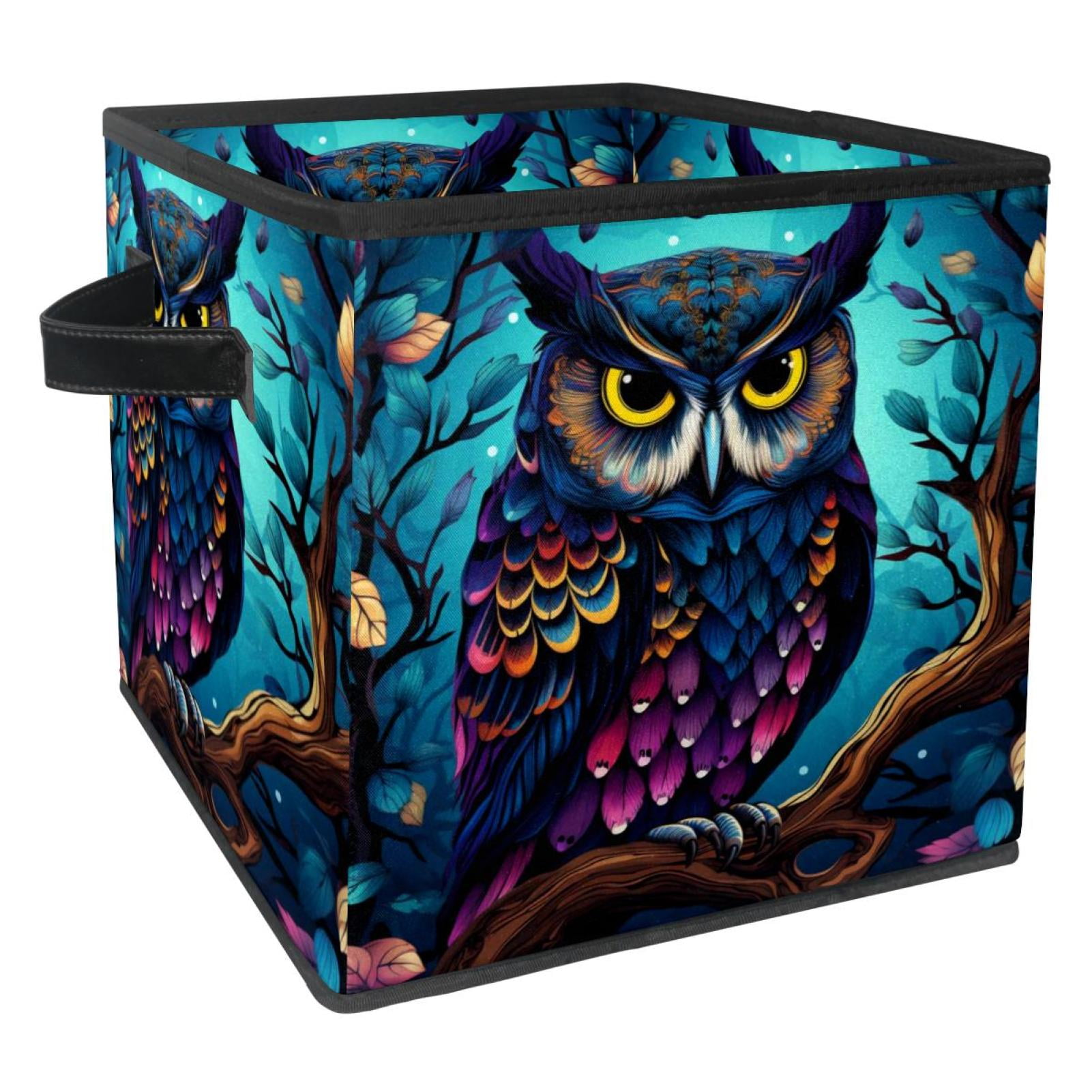 Owl Foldable Toy Box with Handle, 10.8"x10.5"x10.6", Large Capacity Storage Bins, Storage Cubes ...