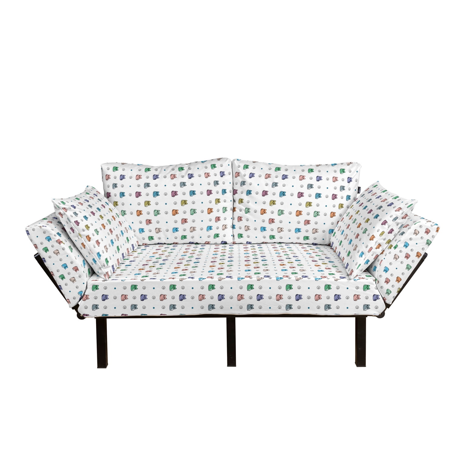 Owl Futon Couch, Owl Motif with Spiral Circles and Big Eyes Night ...