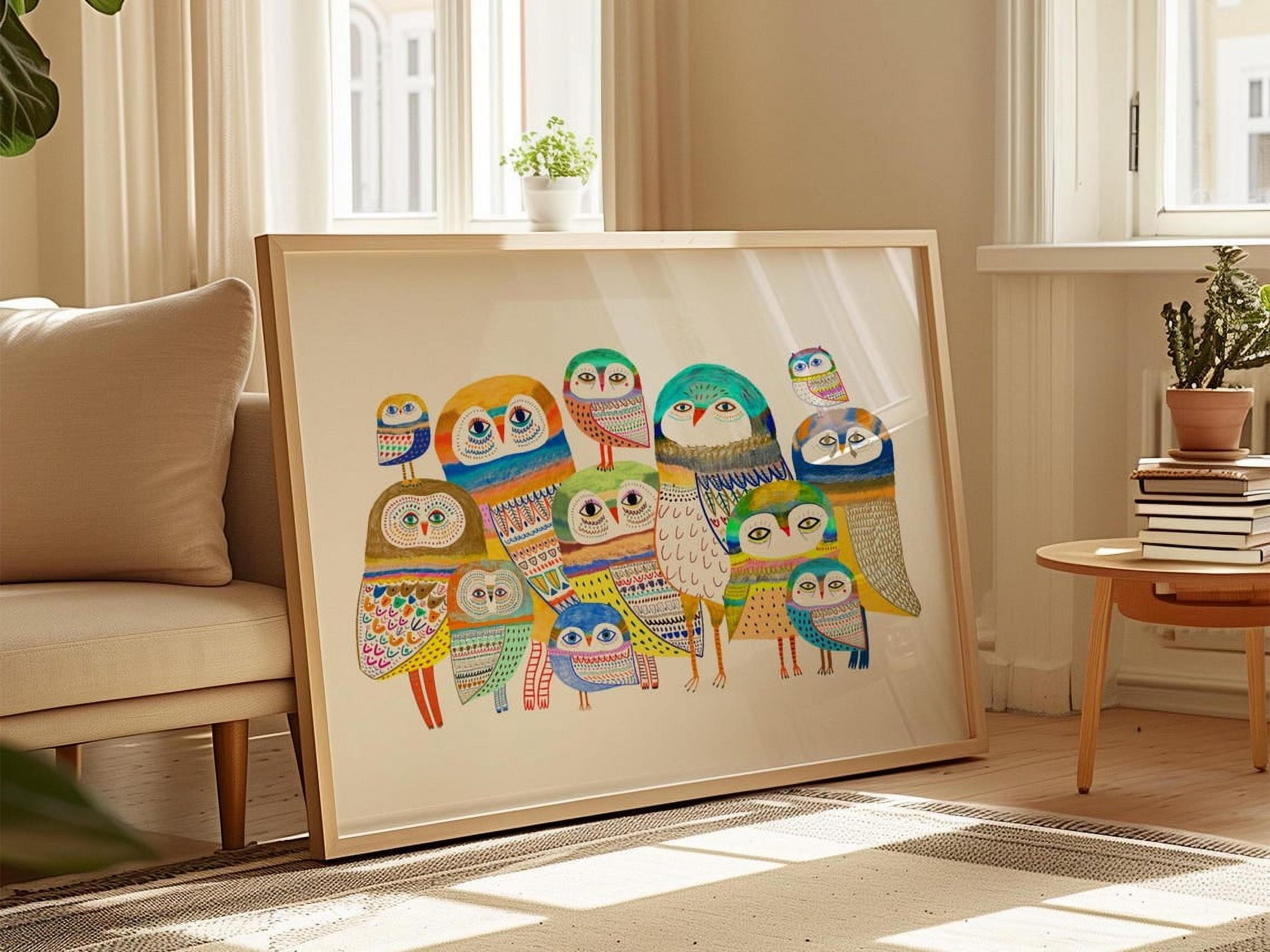 Owl Gathering Art Print, Home Decor, Kids Decoration, Bedroom And ...
