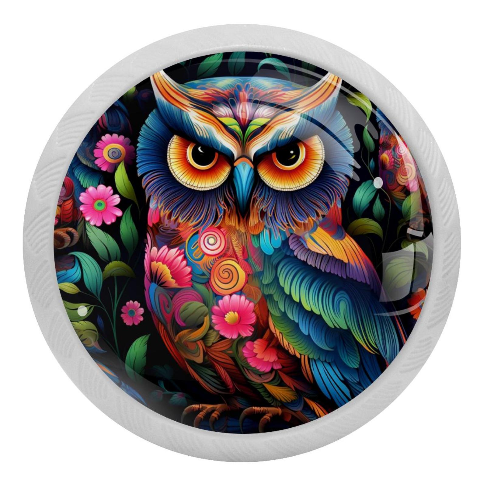 Owl Glow-in-the-Dark Fluorescent Drawer Pulls 4-Pack with Screws ...