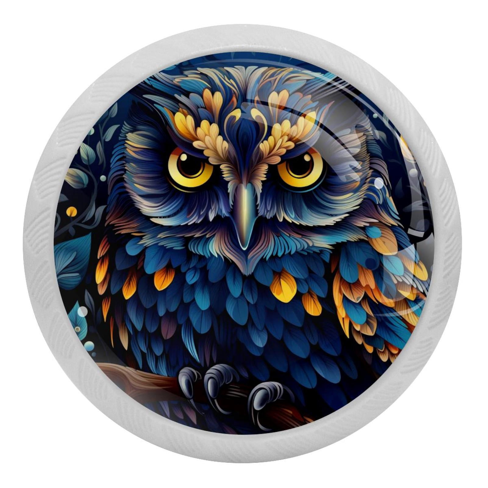 Owl Glow-in-the-Dark Round Drawer Pulls, 4-Pack - Fluorescent Cabinet ...